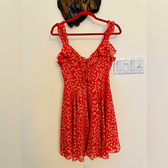 Dresses | Red Floral Wrap Dress By Walter Rose | Poshmark